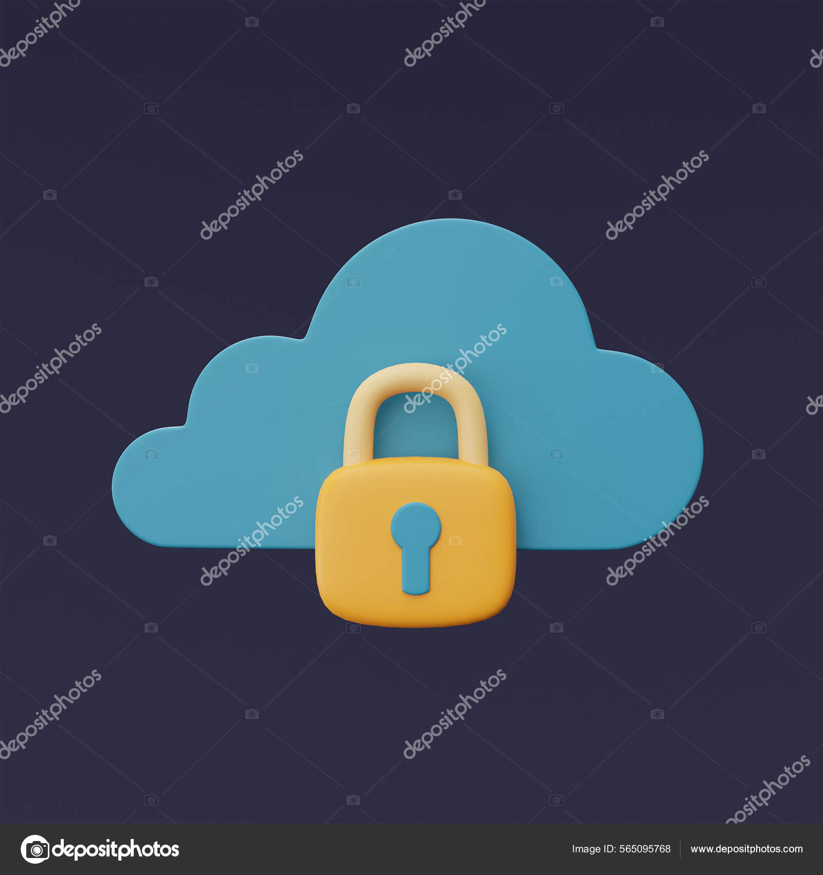Render Blue Cloud Symbol Padlock Isolated Dark Background Cloud Storage ...