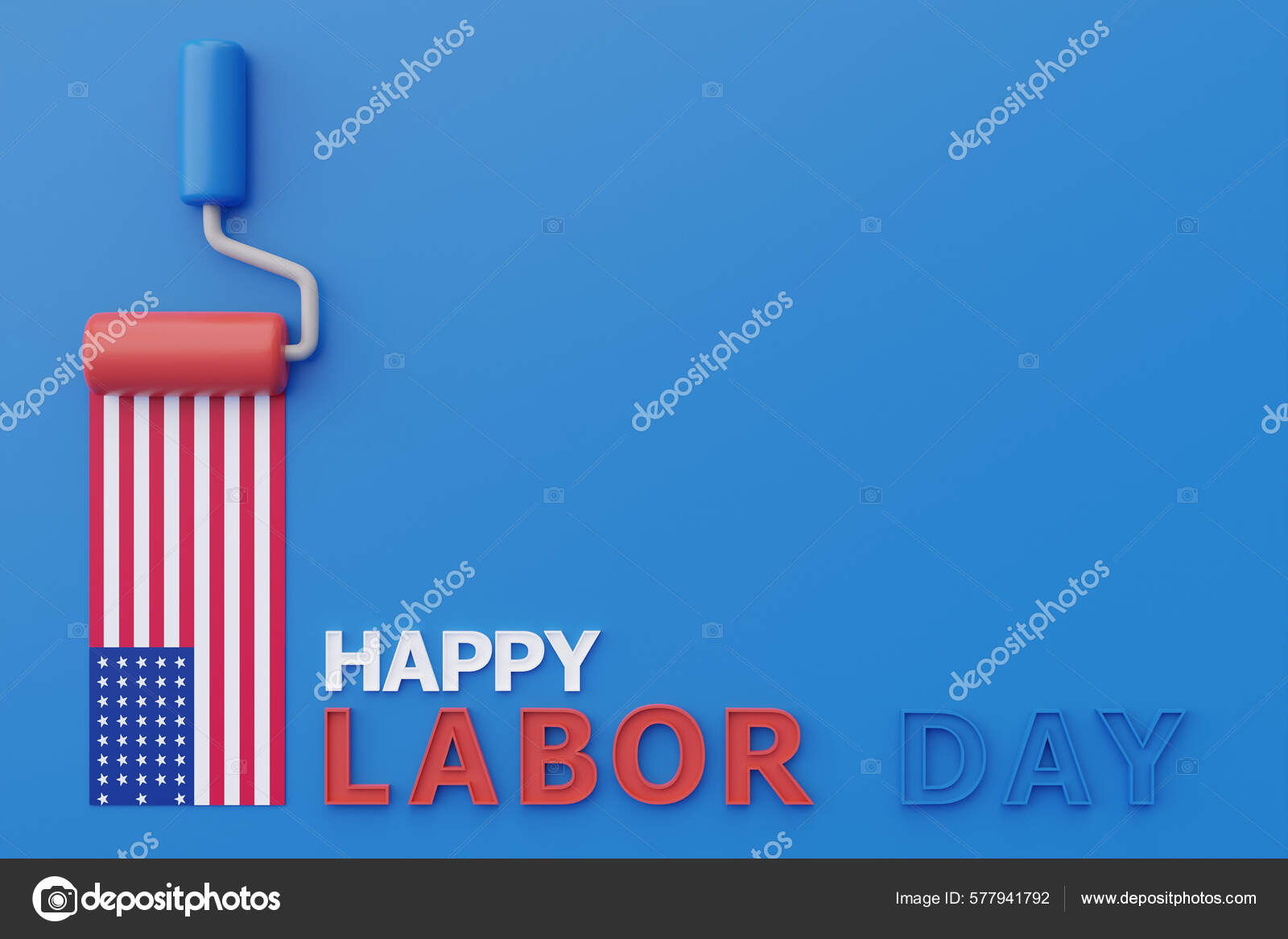 Happy Labor Day Usa Concept American Flag Sponge Roller Paint — Stock ...