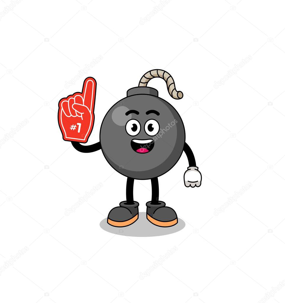 Dibujos animados de la mascota de la bomba número 1 fans, diseño de ...