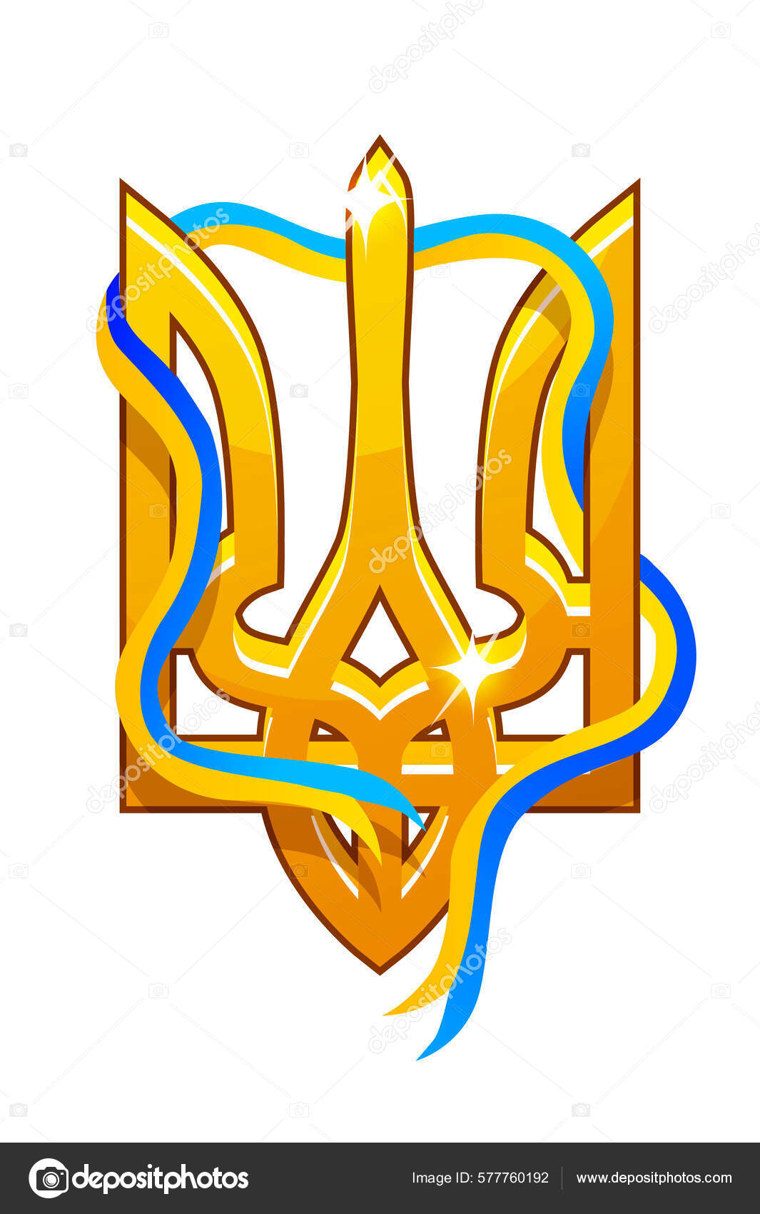 Golden Ukraine Trident Ribbon Flag Ukraine Creative Decorative Design ...