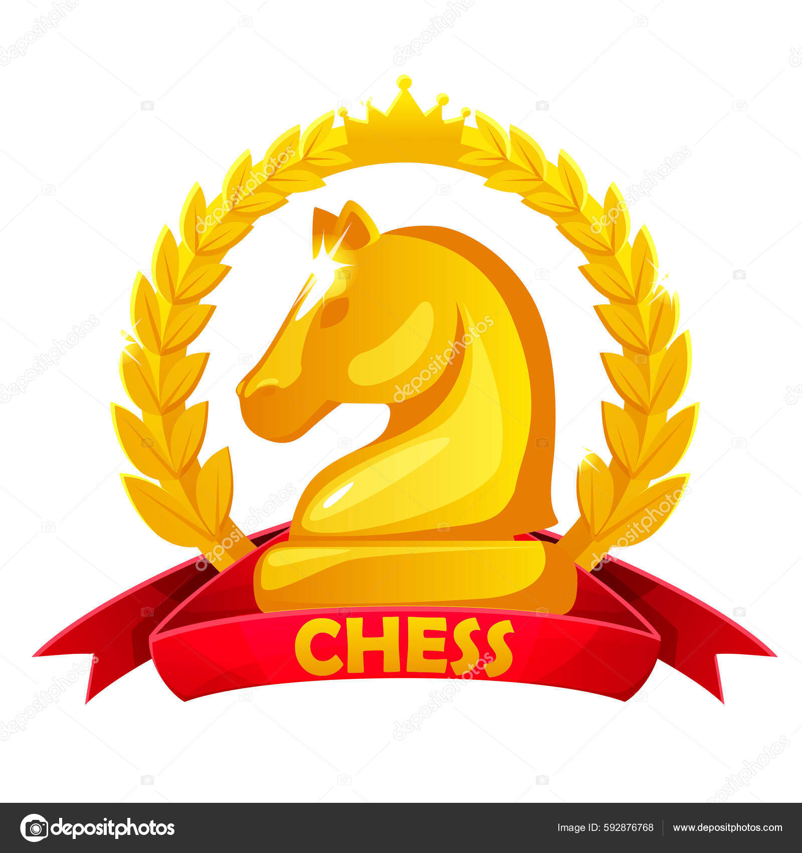 Chess Icon Knight Chess Figure Red Ribbon Chess Strategy Board Stock ...