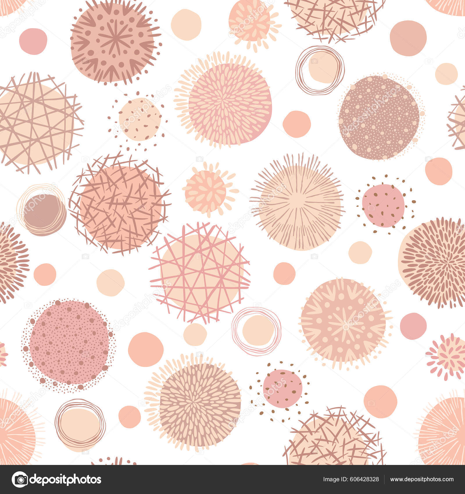 Circle Texture Doodle Scribble Shapes Vector Seamless Pattern Hand ...