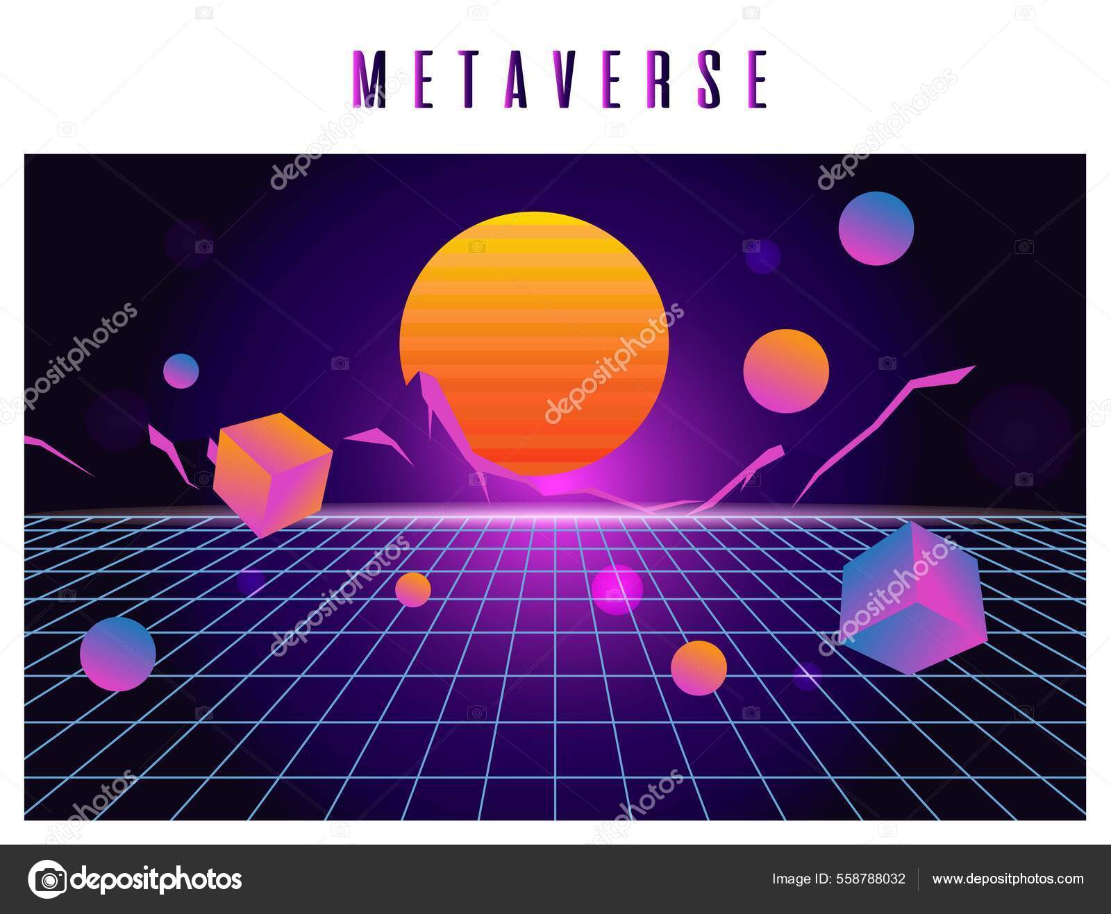 Futuristic Metaverse Background Modern Wireframe Terrain Design Stock ...