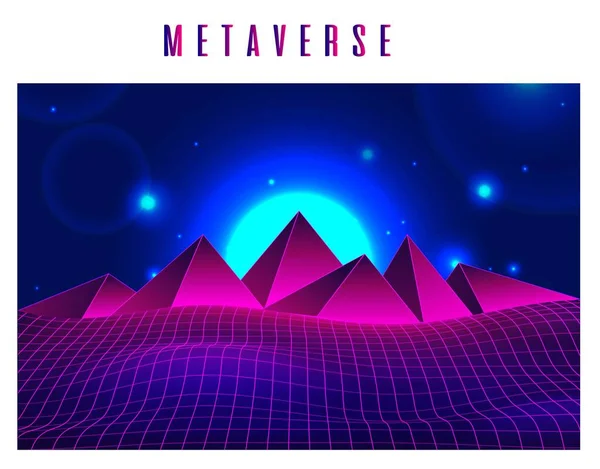 Futuristic Metaverse Background Modern Wireframe Terrain Design Stock ...
