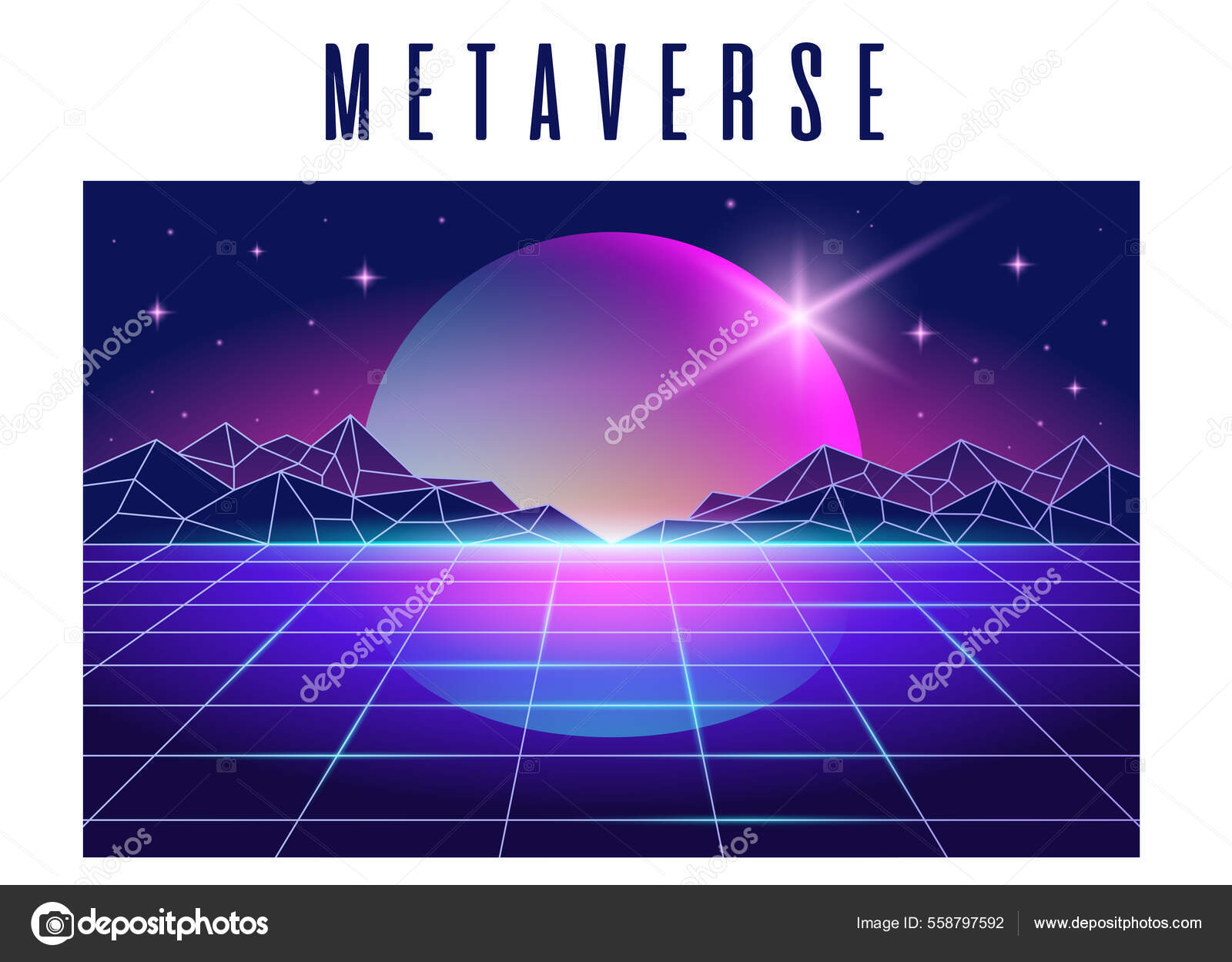 Futuristic Metaverse Background Modern Wireframe Terrain Design Stock ...