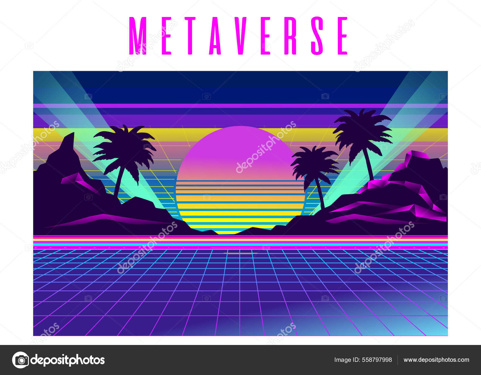 Futuristic Metaverse Background Modern Wireframe Terrain Design Stock ...