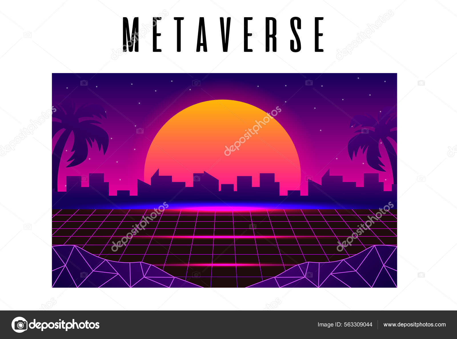 Futuristic Metaverse Background Modern Wireframe Terrain Design Stock ...