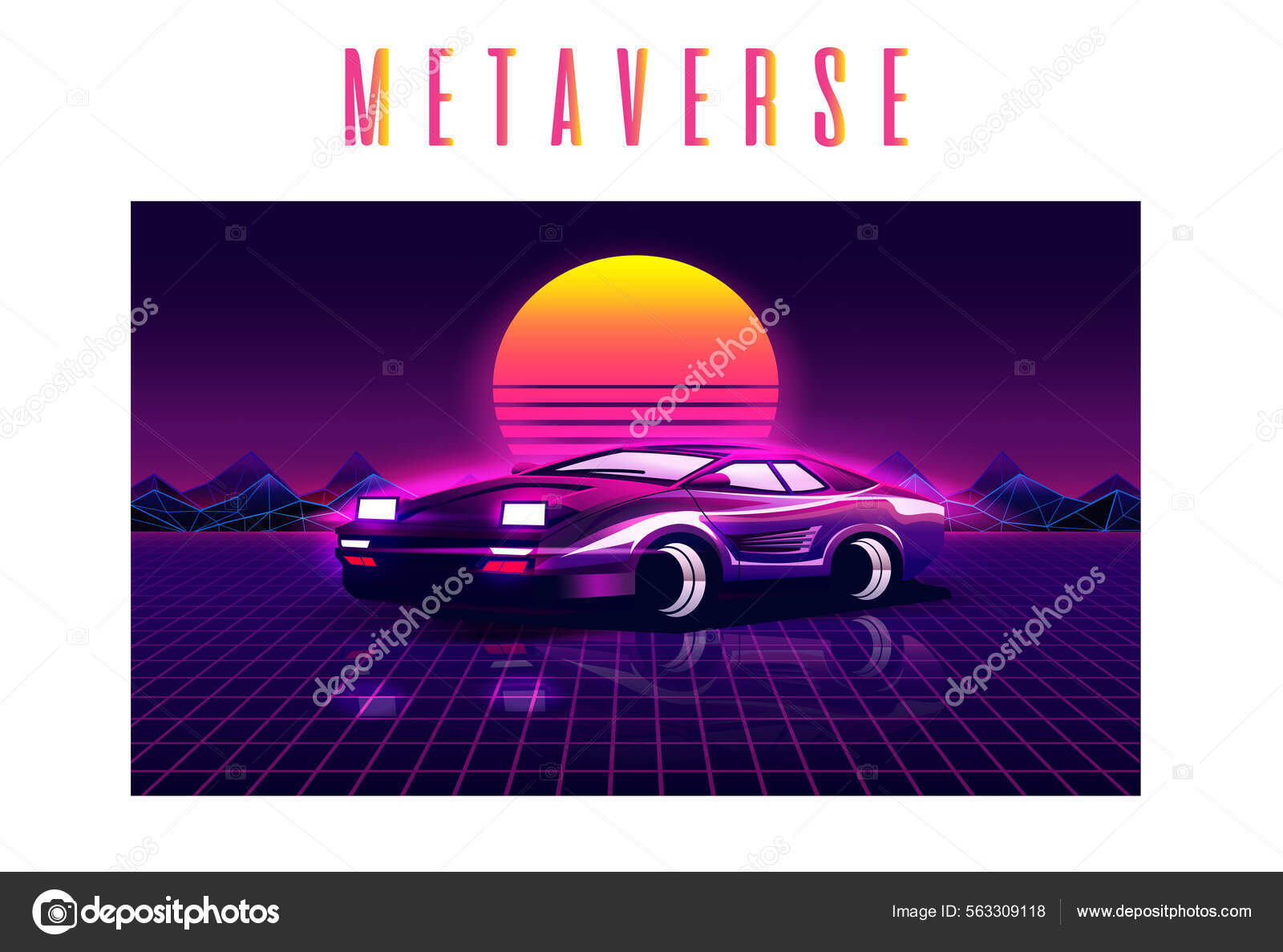 Futuristic Metaverse Background Modern Wireframe Terrain Design Stock ...