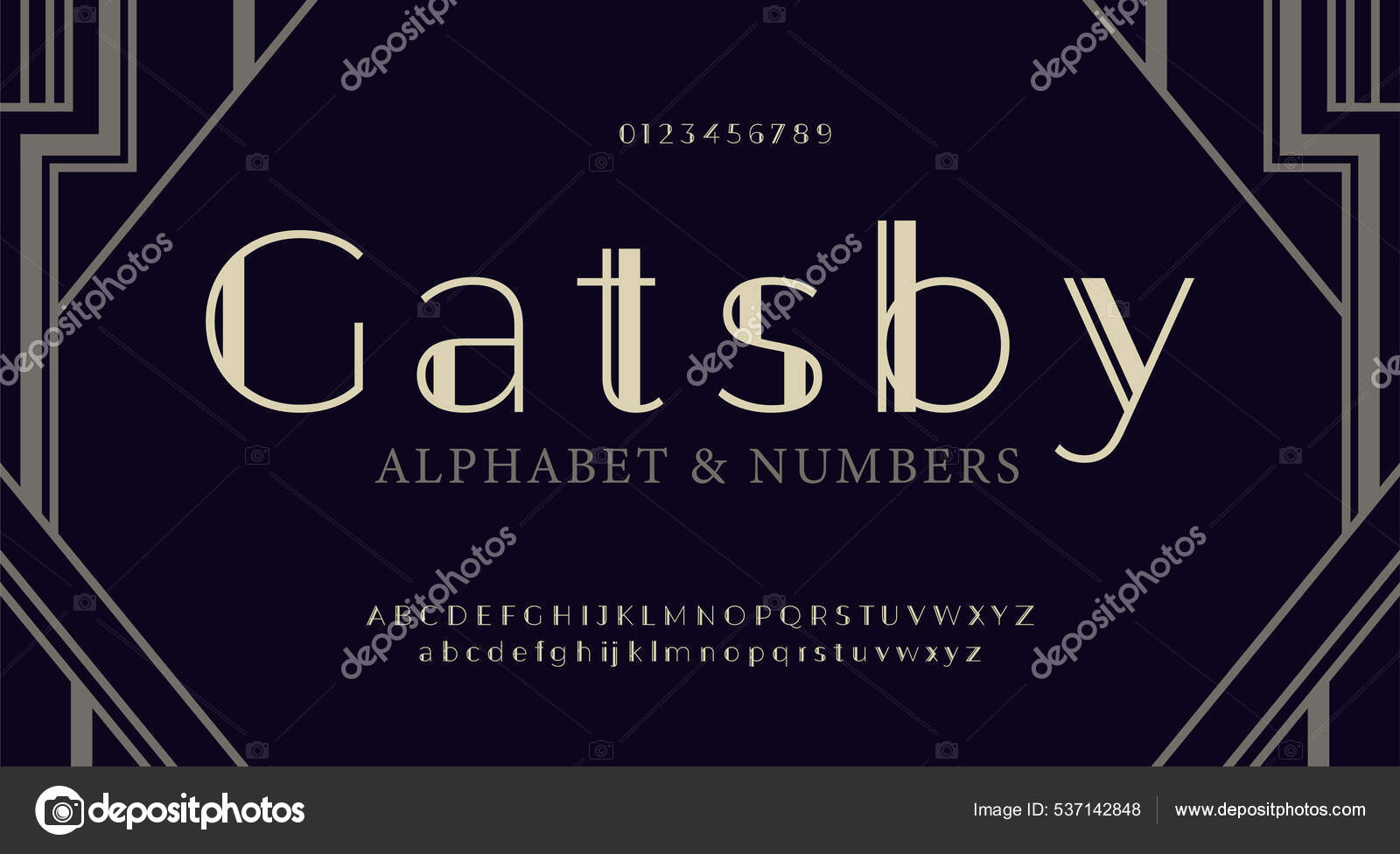 Elegant Font Alphabet Art Deco Style Gatsby Font Alphabet Condensed ...