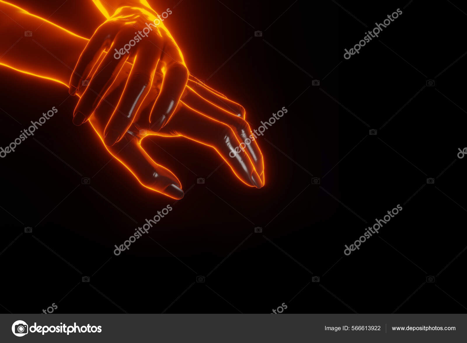 Close View Hand Grabbing Hand Light Fire Glowing Effect Helping — Stock ...