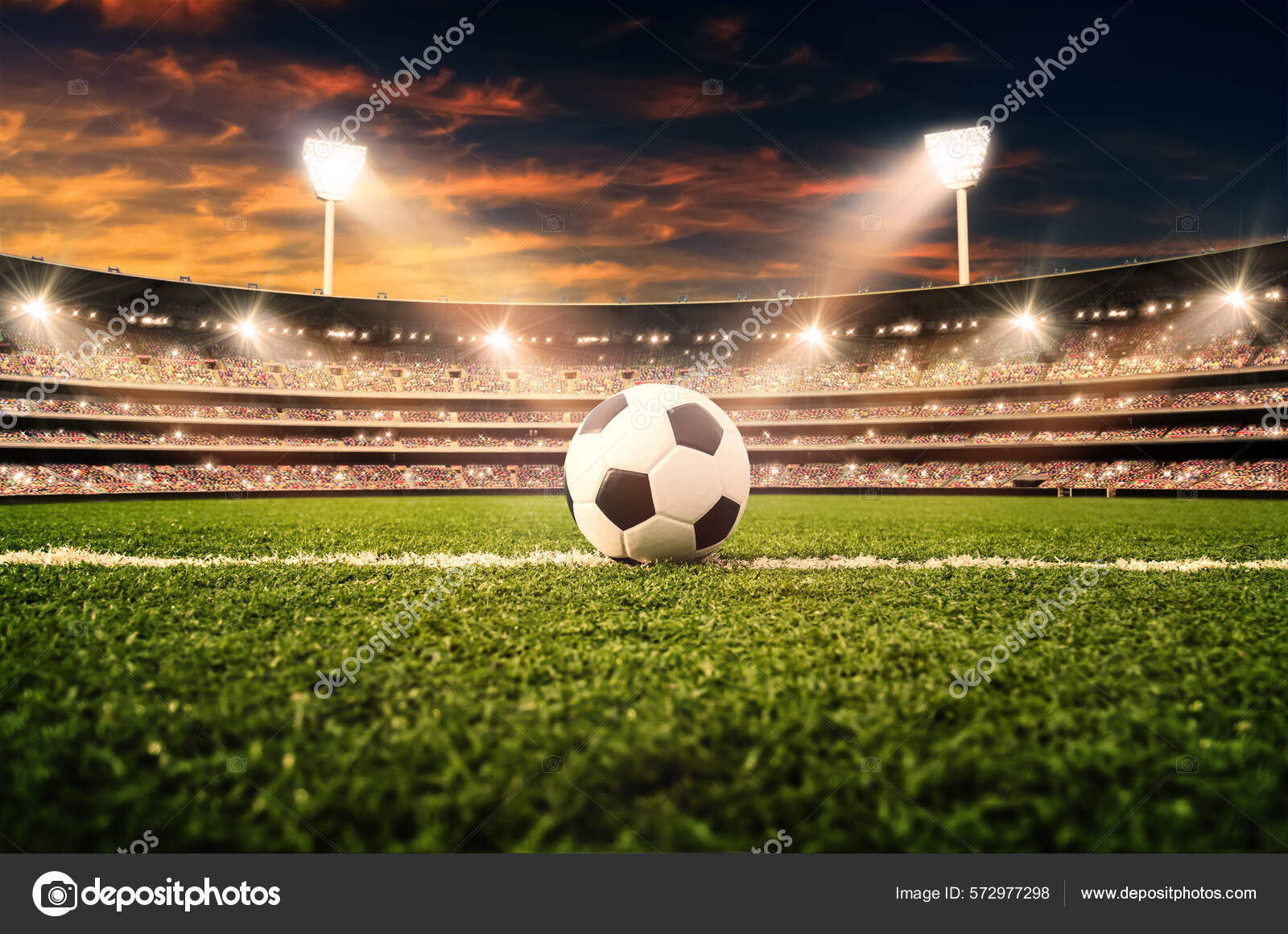 Estadio Con Los Aficionados Noche Antes Del Partido Todo Estadio — Foto ...