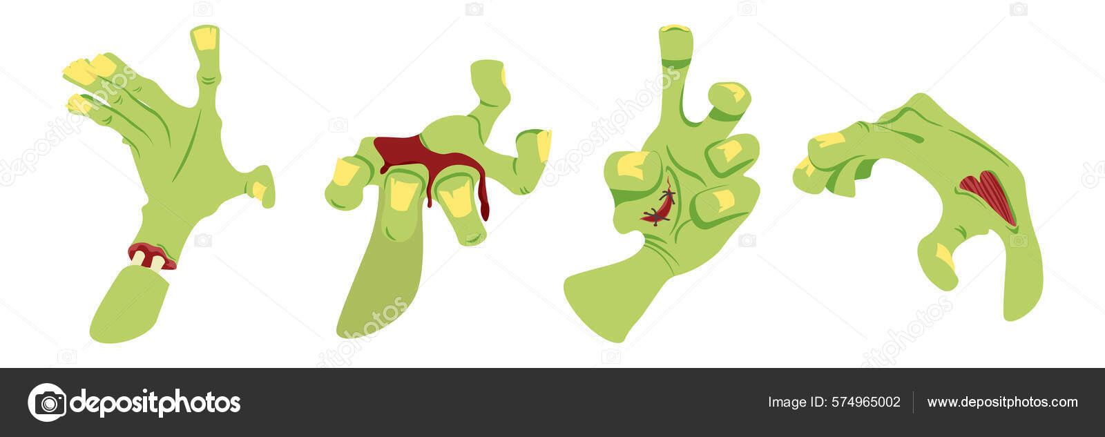 Vector Illustration Scary Creepy Zombie Hands White Background Endings ...