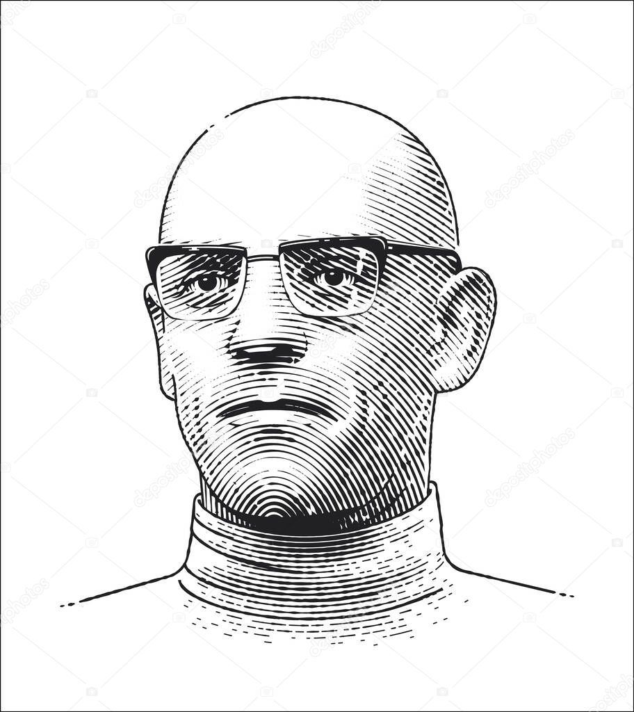 Michel Foucault (1926 1984) retrato grabado. Filósofo francés. 2024