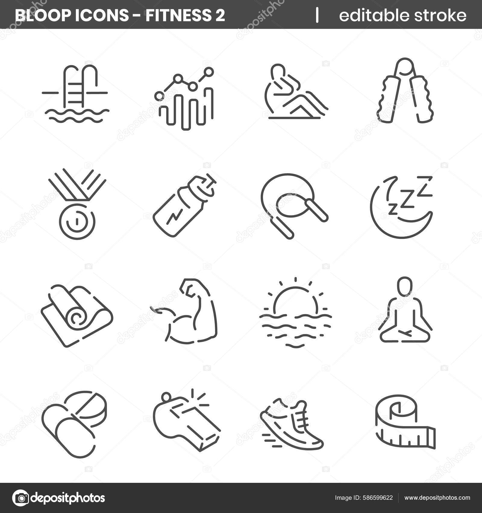 Fitness Bloop Editable Stroke Line Icons Vector de stock #586599622 de ...