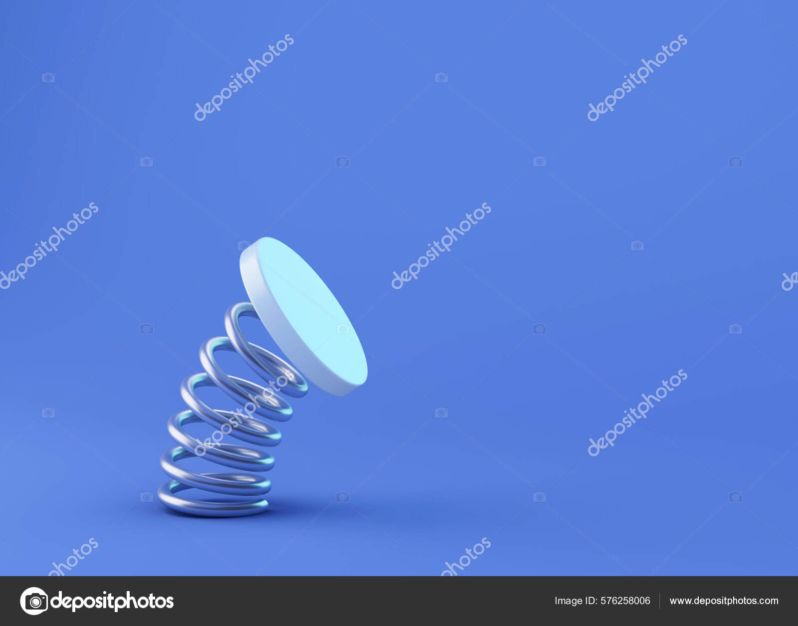 Jumping Coiled Spring Blue Background Illustration Stock Photo by ...