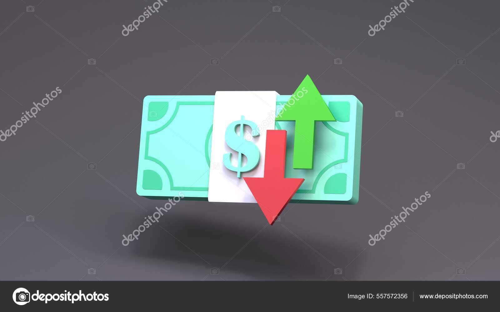 Dollar Red Green Arrow Concept Financial Trading Render — Stock Photo ...