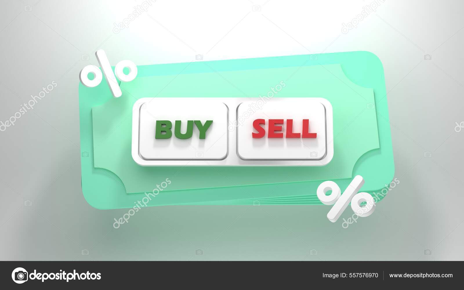 Buttons Buy Sell Background Stack Banknotes Concept Buying Selling ...