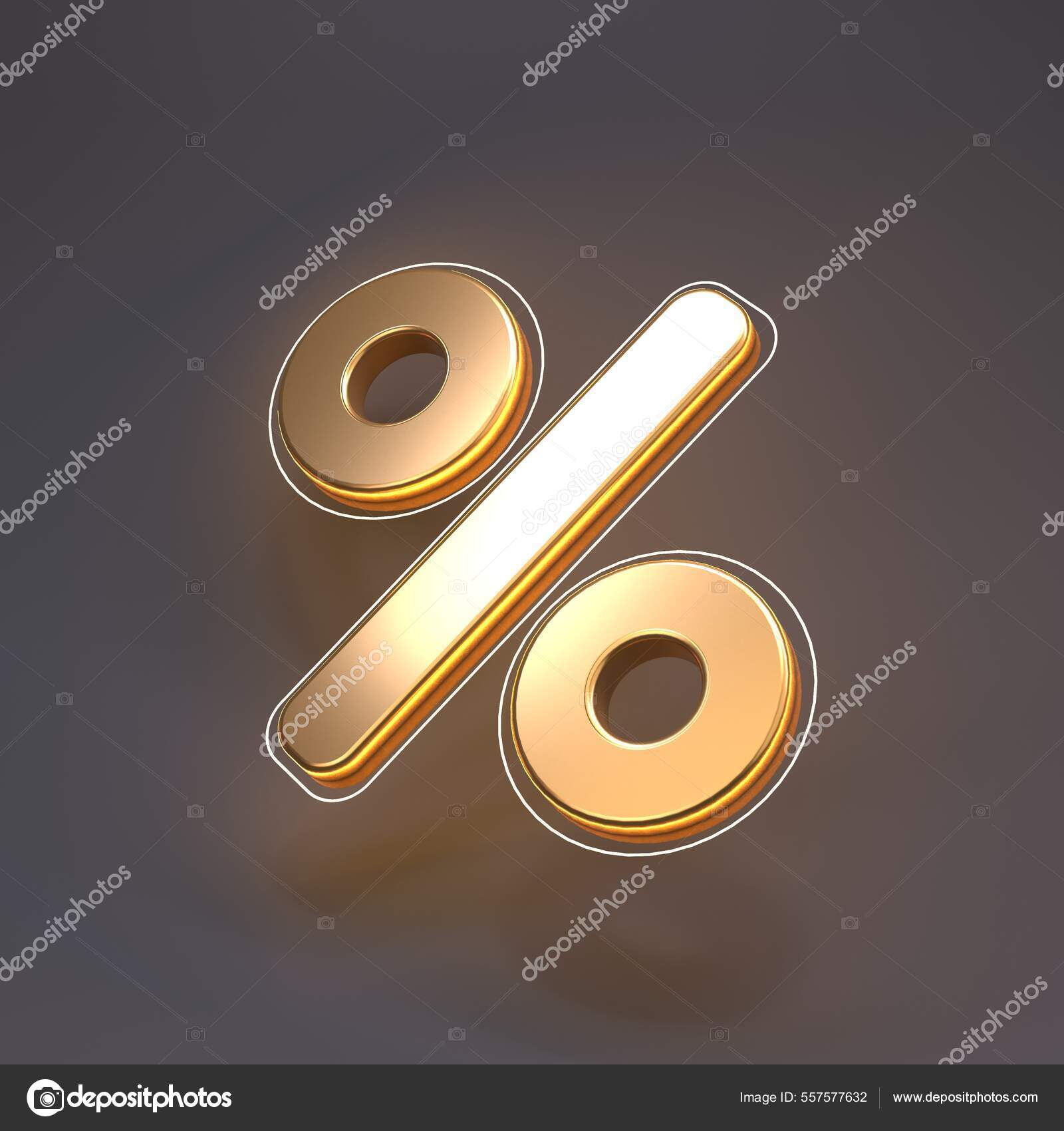 Large Golden Percentage Black Background Render Illustration — Stock ...