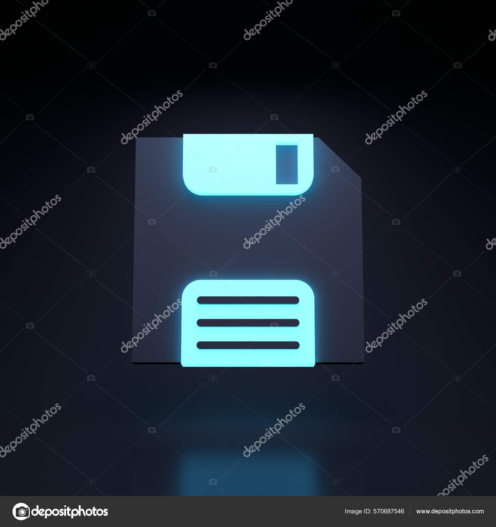 Floppy Disk Icon Neon Elements Rendering Illustration High Quality ...