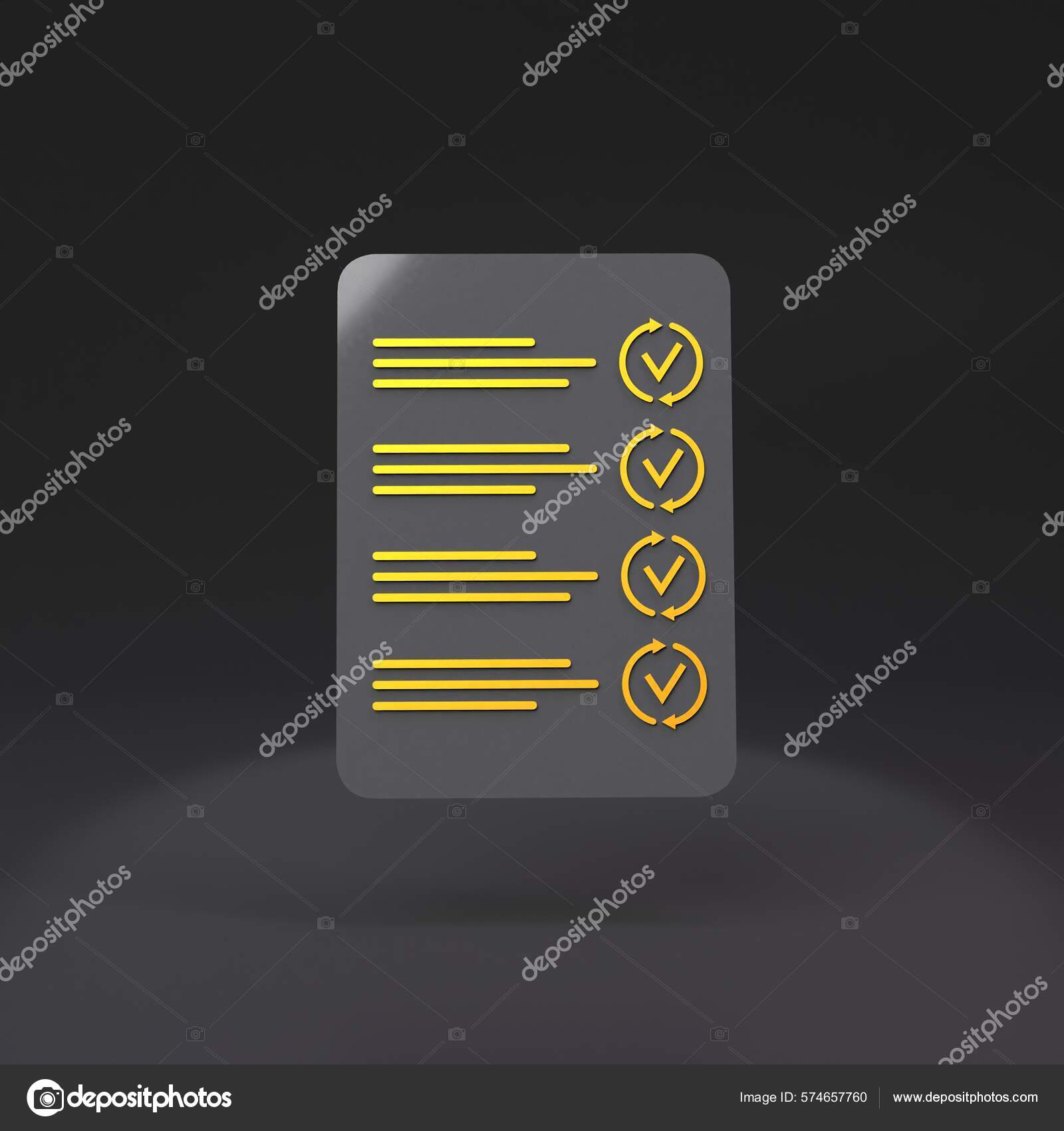 Golden List Icon Checked Items Render Illustration — Stock Photo ...