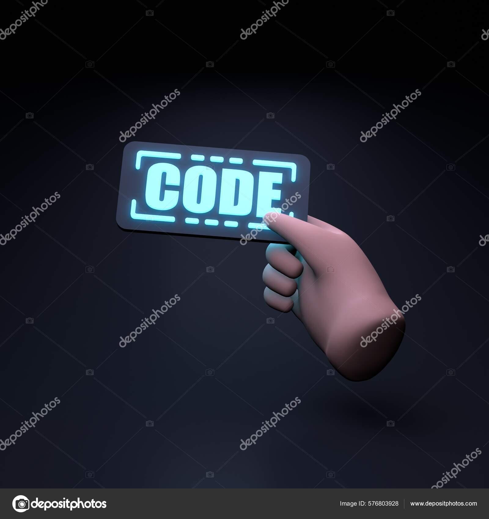 Hand Holds Code Element Concept Programming Render Illustration — Stock ...