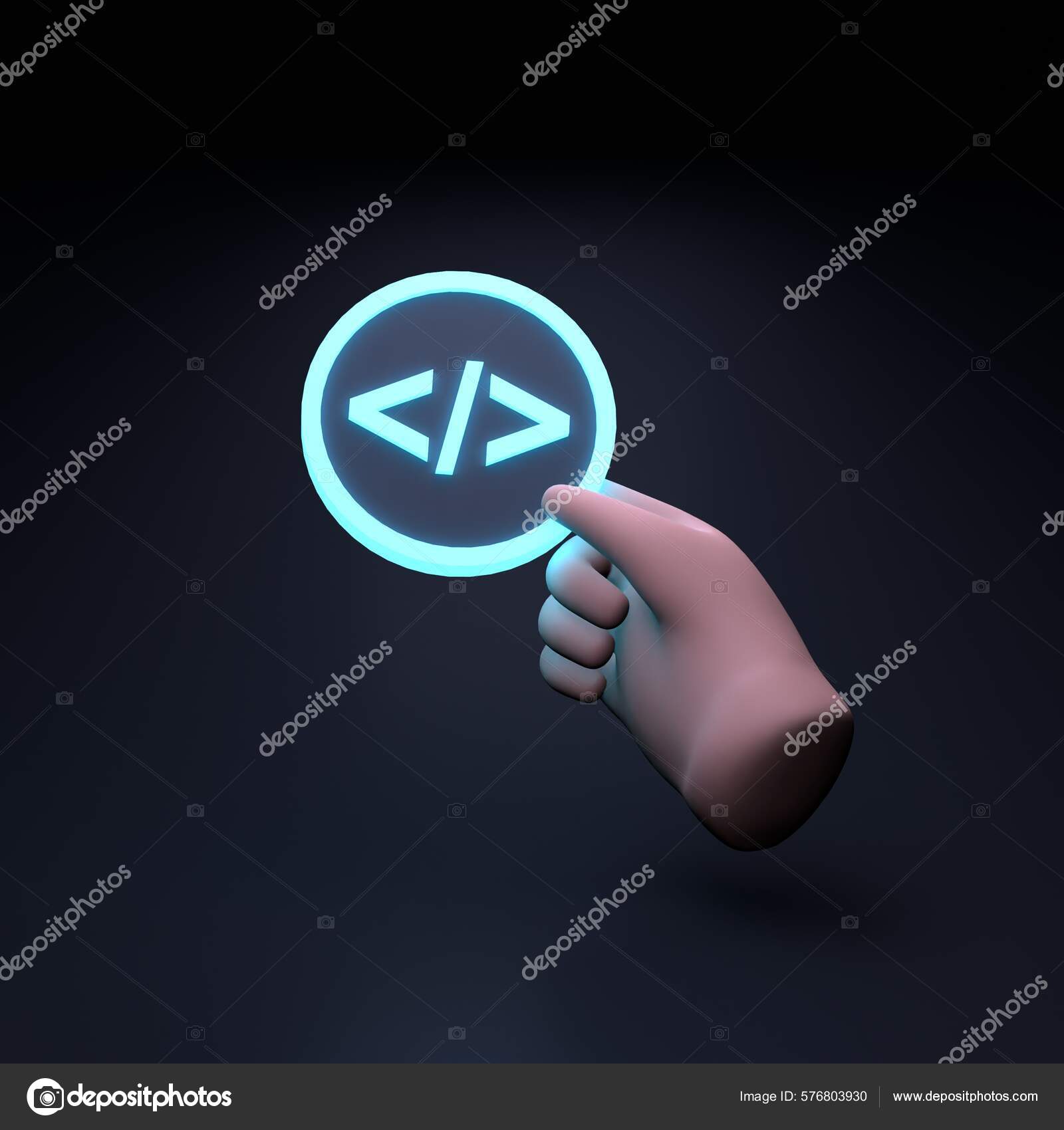 Mão Segura Elemento Código Conceito Programação Renderizar Ilustração ...