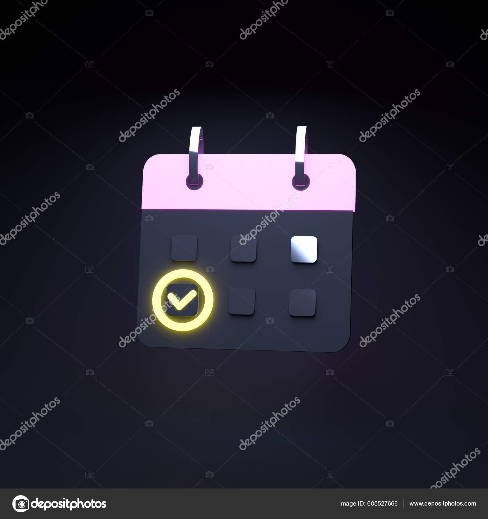 Check Mark Calendar Icon Render Illustration — Stock Photo © Motion-J ...