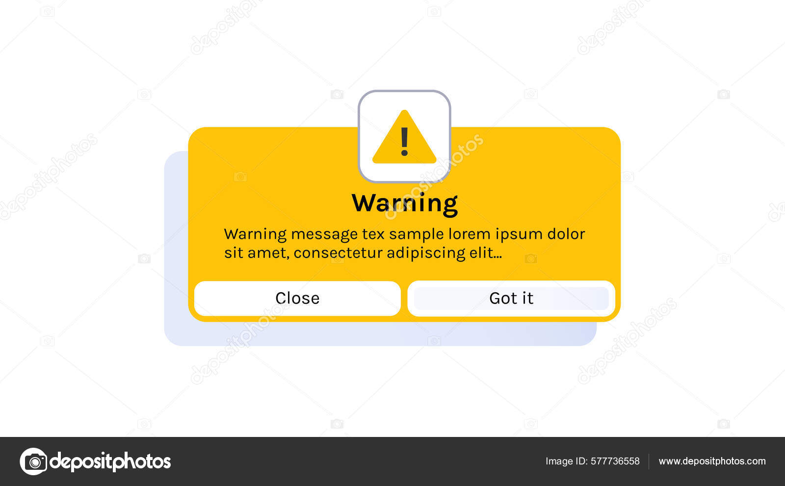 Warning Messages App Interface Elements Flat Vector Illustration Stock ...