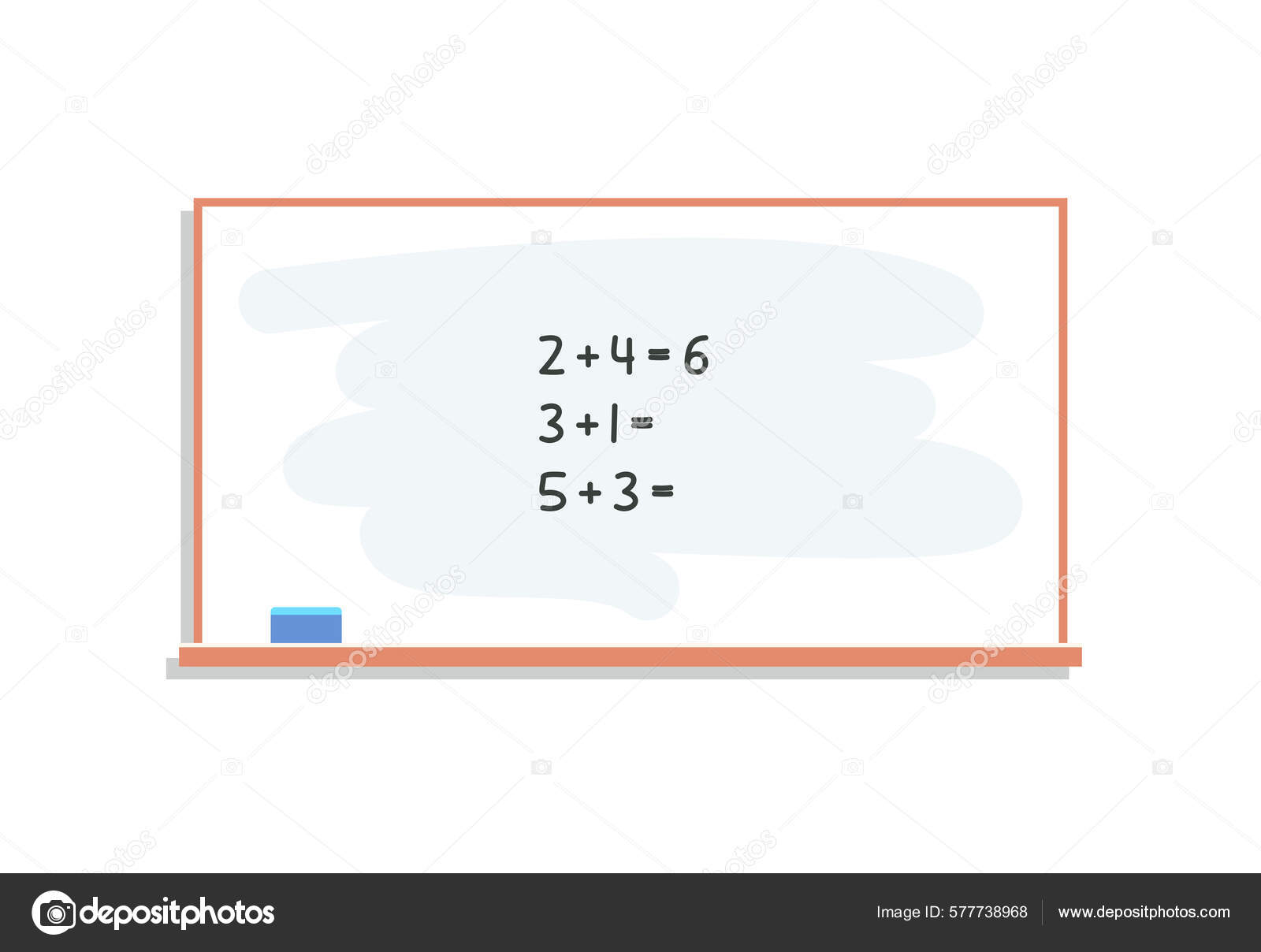 Numbers Study Math Exercises Calculating Chalk Board Lesson Flat Vector ...