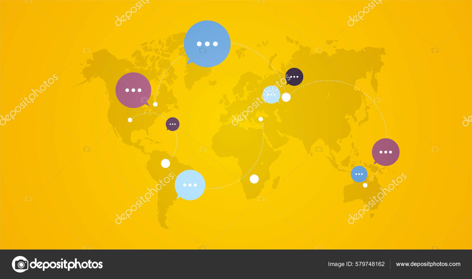 Global Communication Social Connection Network Map Flat Vector ...