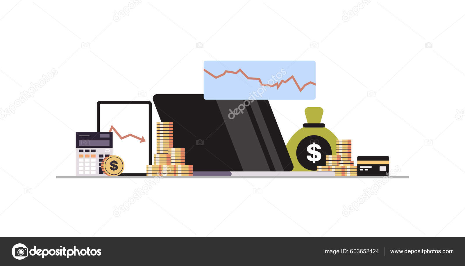 Falling Diagrams Graphs Economic Financial Crisis Stock Market Banking ...