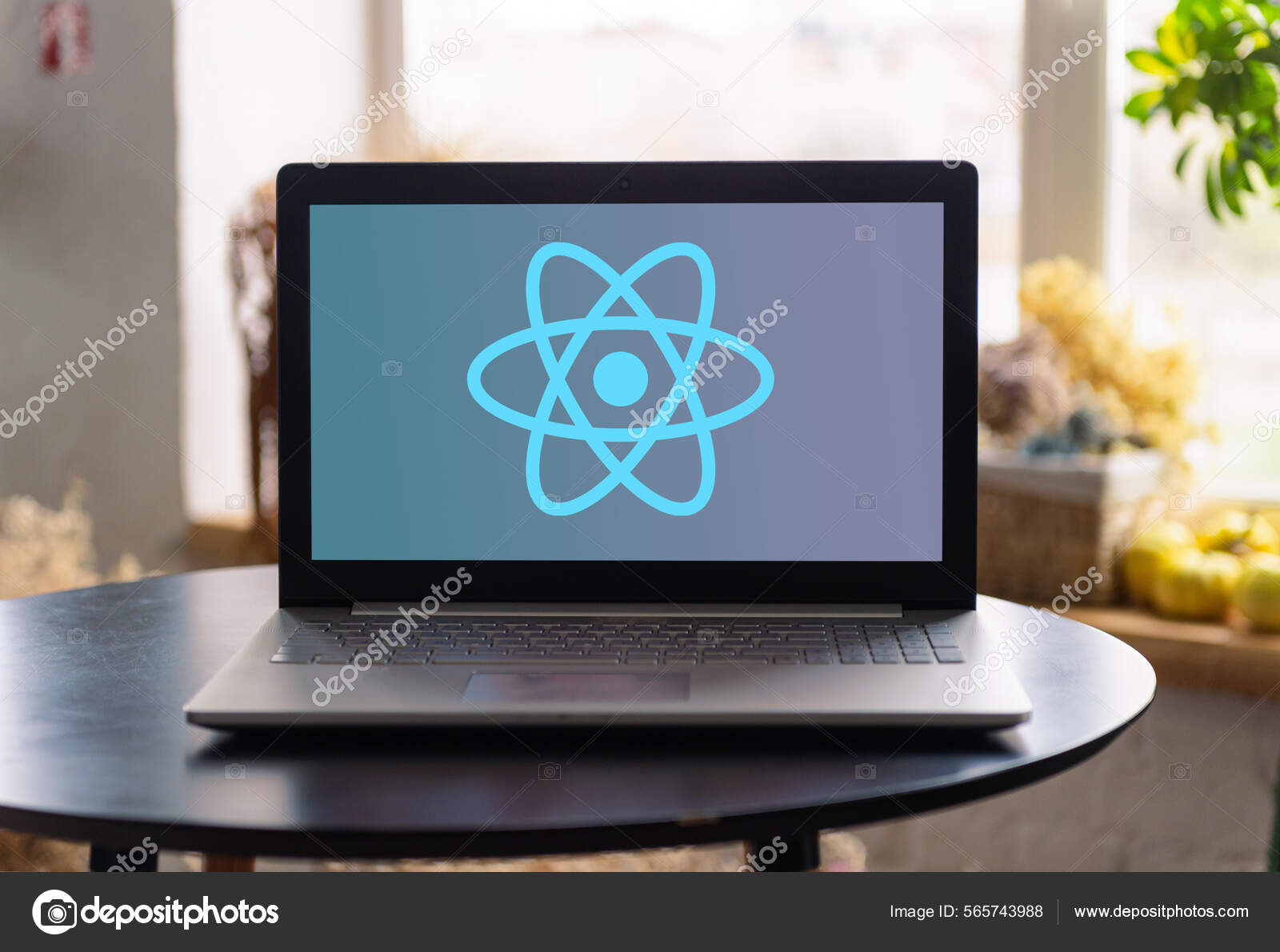 React Logo Laptop Computer Screen — Stock Editorial Photo ...