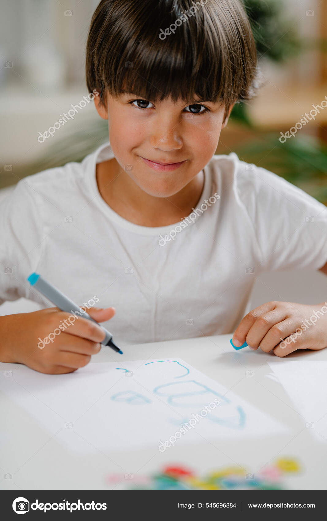 Boy Writing Letters Preschool Screening Test Stock Photo by ©microgen ...