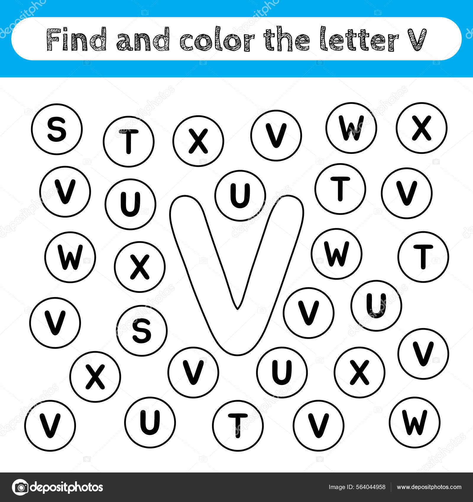 Learning Worksheets Kids Find Color Letters Editable Educational Game ...