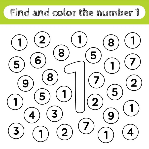 Learning Worksheets Kids Find Color Numbers Editable Educational Game ...