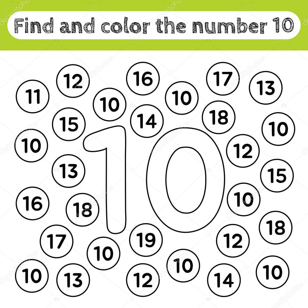 Learning Worksheets Kids Find Color Numbers Editable Educational Game ...