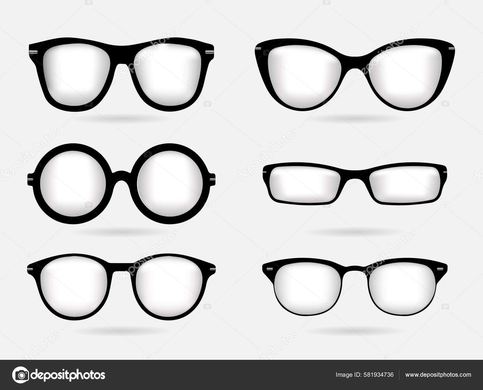 Collection Glasses Vector Illustration Realistic Glasses Design Icon ...