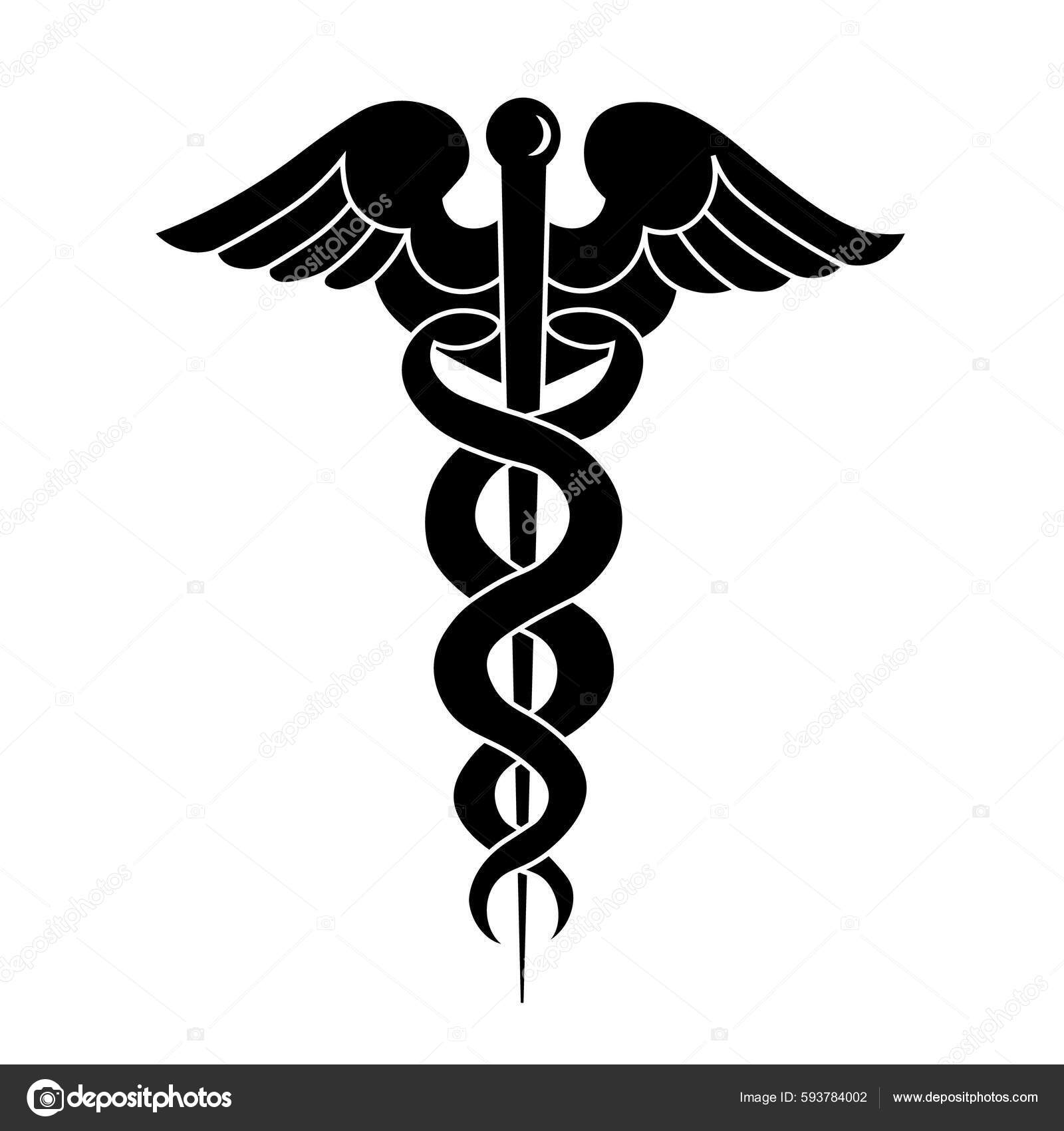 Caduceus Symbol Medicine Rod Wings Two Serpents Herald's Wand Hermes ...