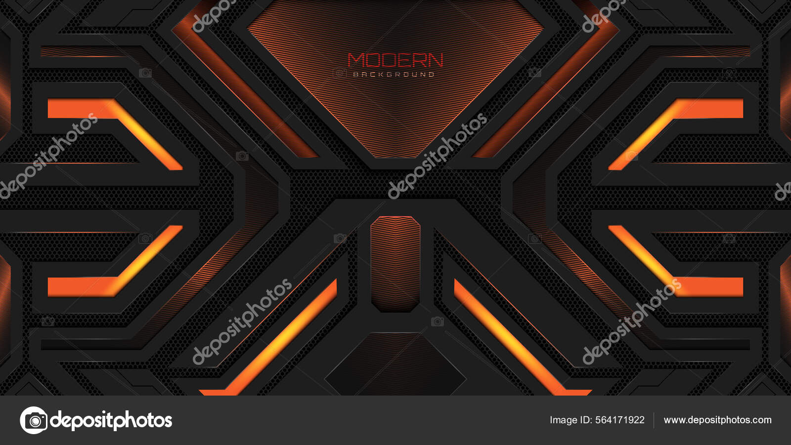 Modern Dark Gaming Background Orange Neon Light Panel Stock Vector ...