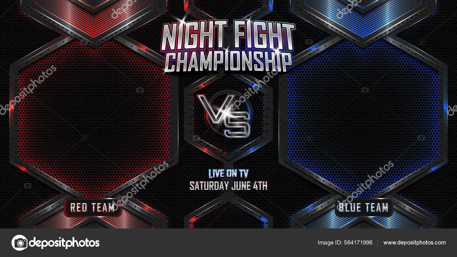 Championship Battle Fighting Realistic Banner Modern Metallic Logo ...