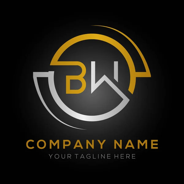 letter BW Logo Design Vector Template. Initial Gold And Silver Letter ...