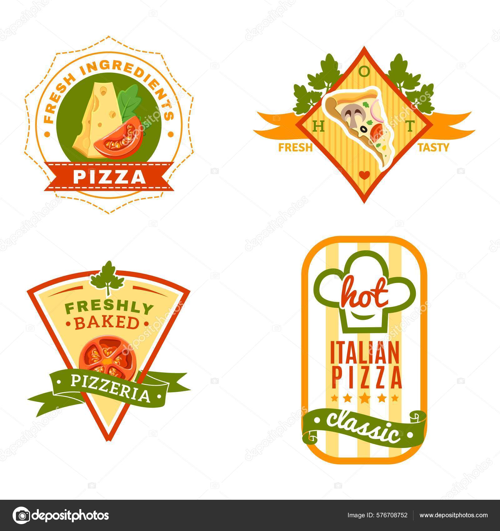 Pizza Food Themed Vector Logo Design Suitable Labeling Pizza Business ...