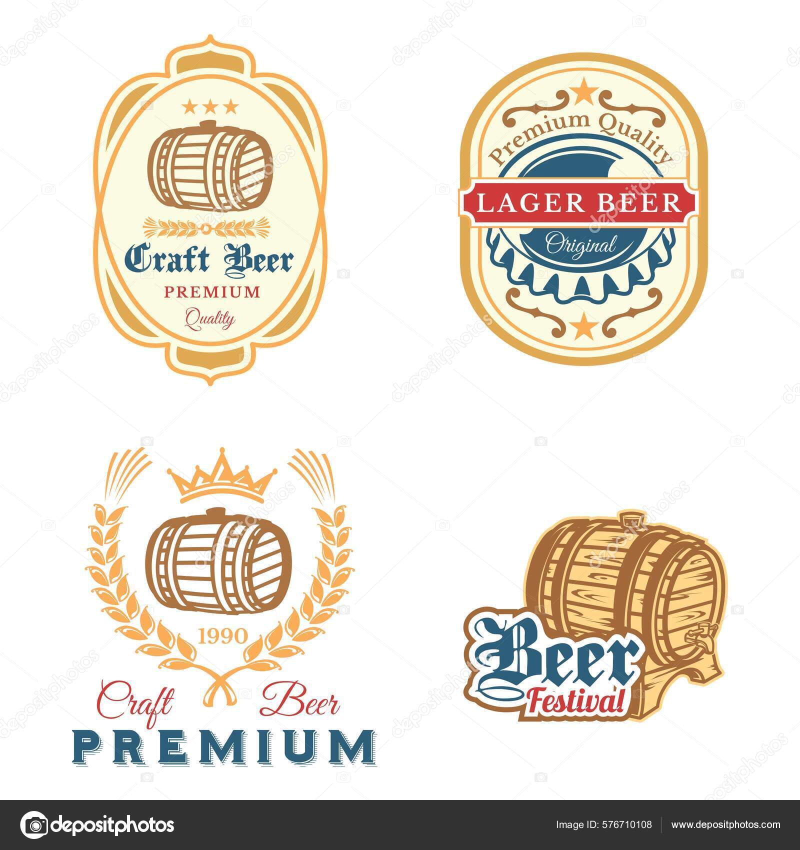Beer Themed Vector Logo Design Suitable Brand Labels Beverage Companies ...