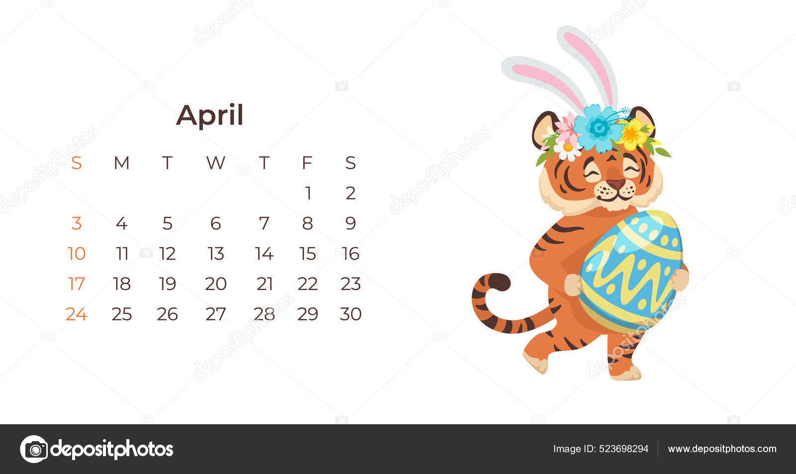 April 2022 Calendar Printable Horizontal