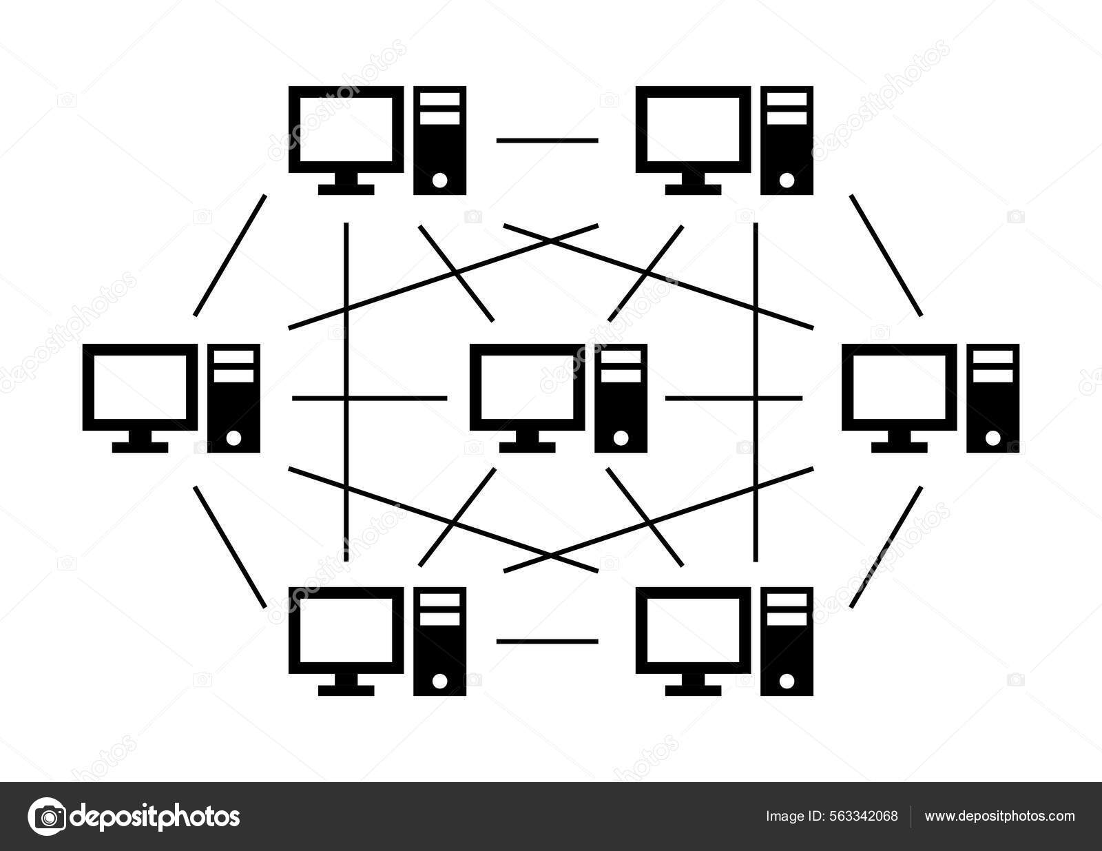 Global Online P2P System Computer Icon Linked Network Design Vector ... Global Online P2P System Computer Icon Linked Network Design Vector ...