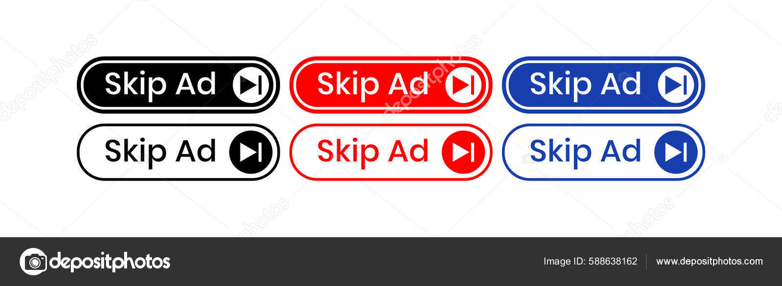 Skip Button Icons Sign Design Vector Collection Set Symbol Social Stock ...