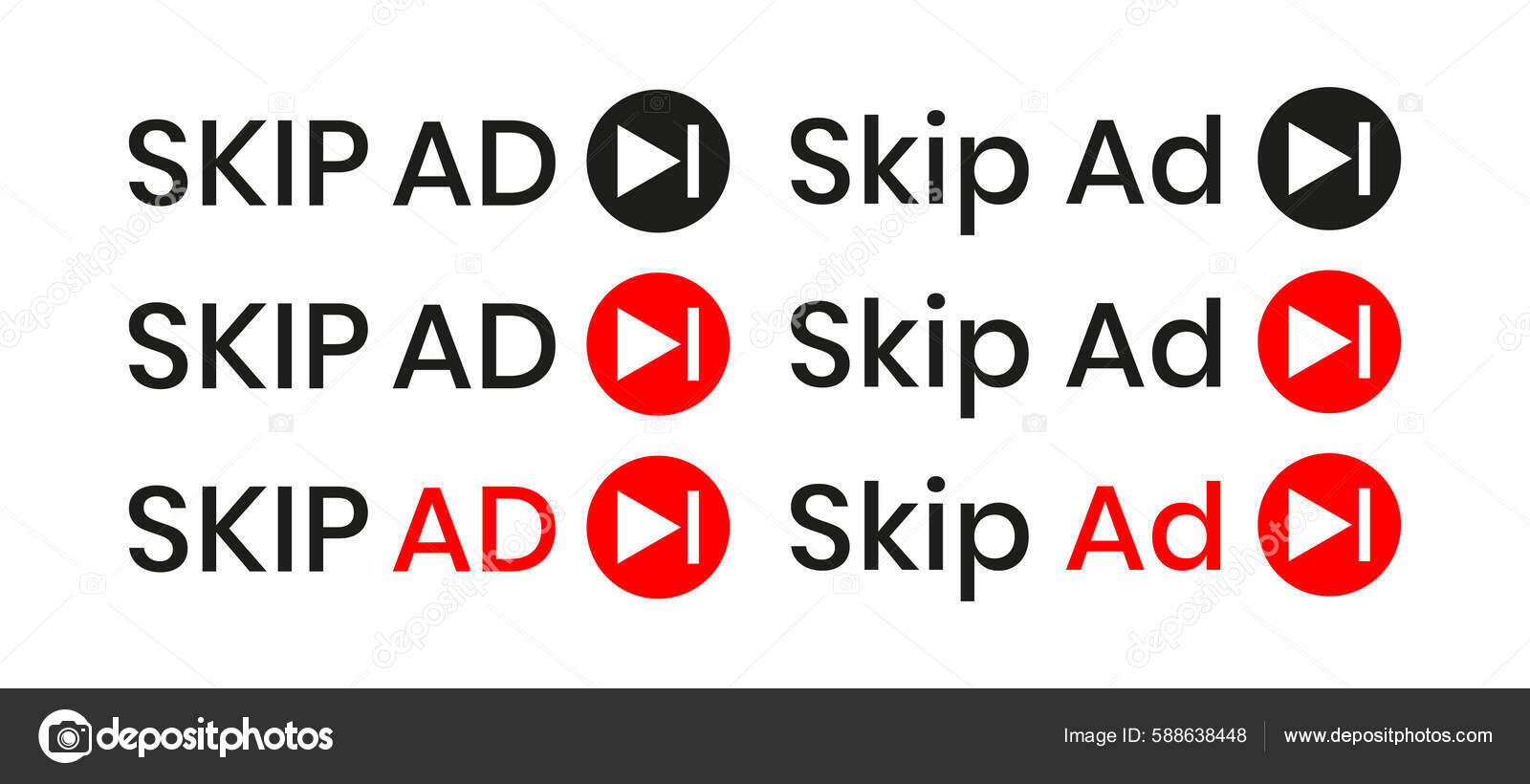 Simple Skip Button Icons Sign Vector Design Collection Set Symbol Stock Vector Image by ...