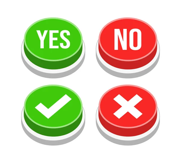3D illustration vector circular push button icon. Yes, no, check and ...