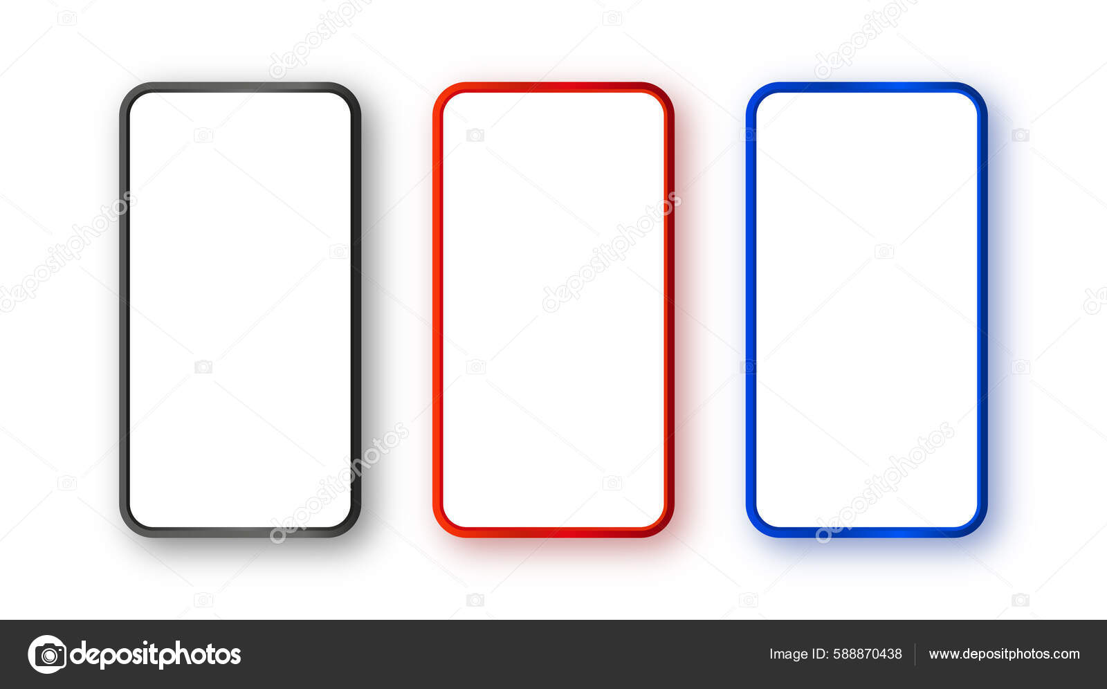 Realistic Vector Phone Mockup Front View Layout Display Template Modern ...