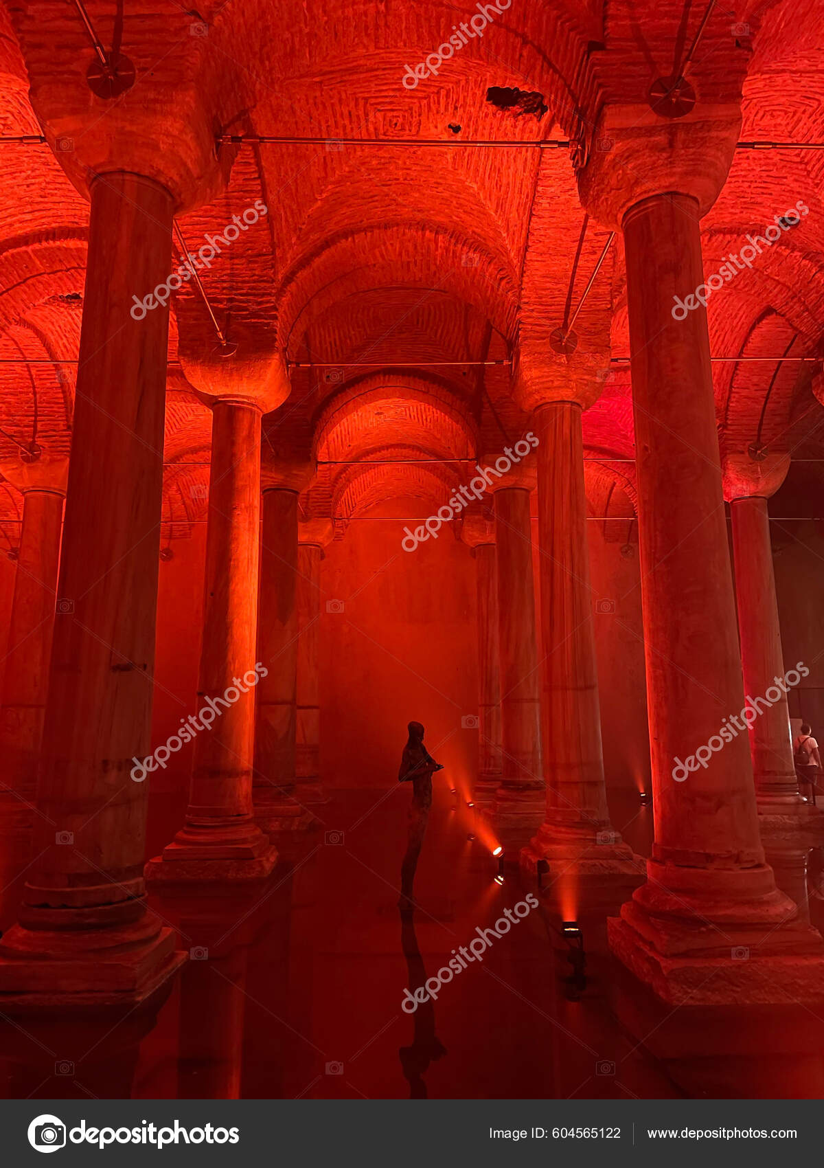 Basilica Cistern Red Ambient Lights Landmarks Istanbul Aka Yerebatan ...